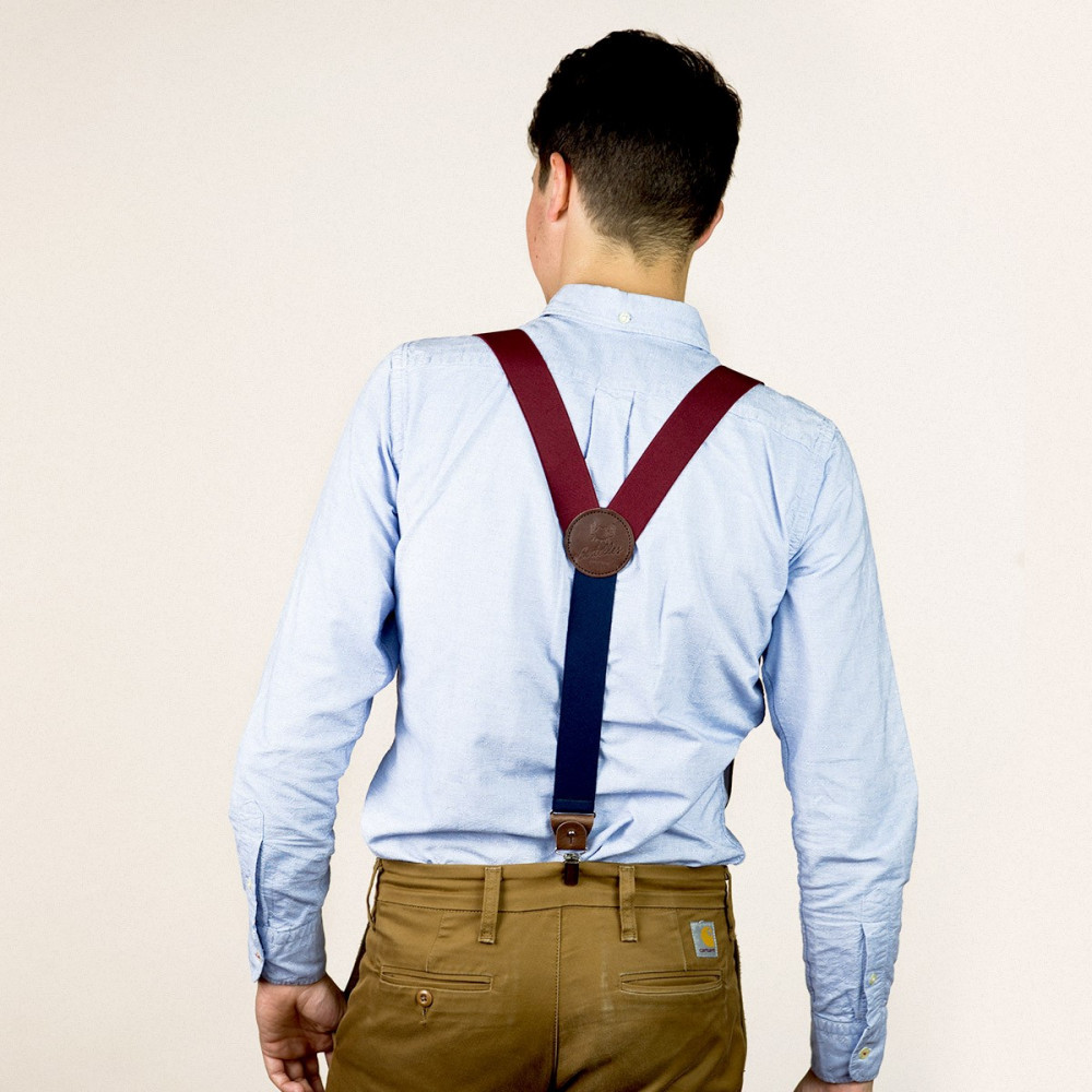Bretelles homme larges à pinces et cuir – Bordeaux - Bertelles