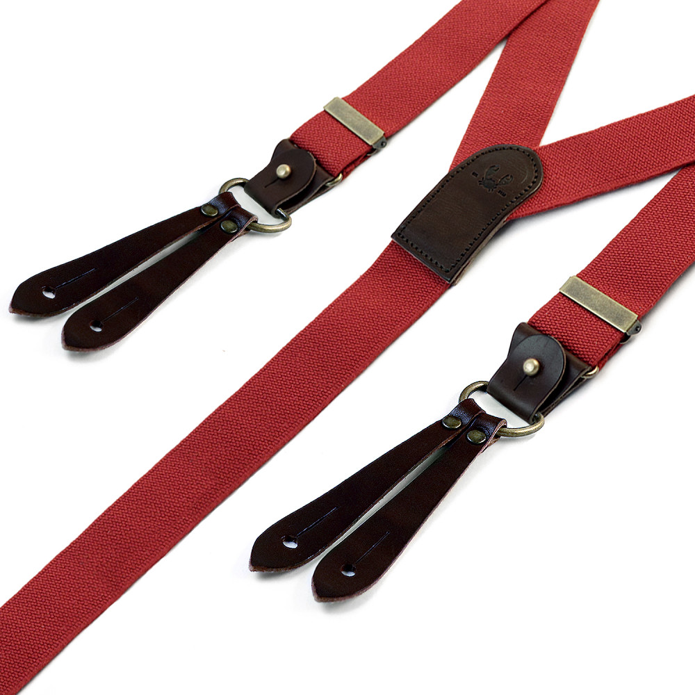 Selvedge wide men's braces / suspenders – Terracotta