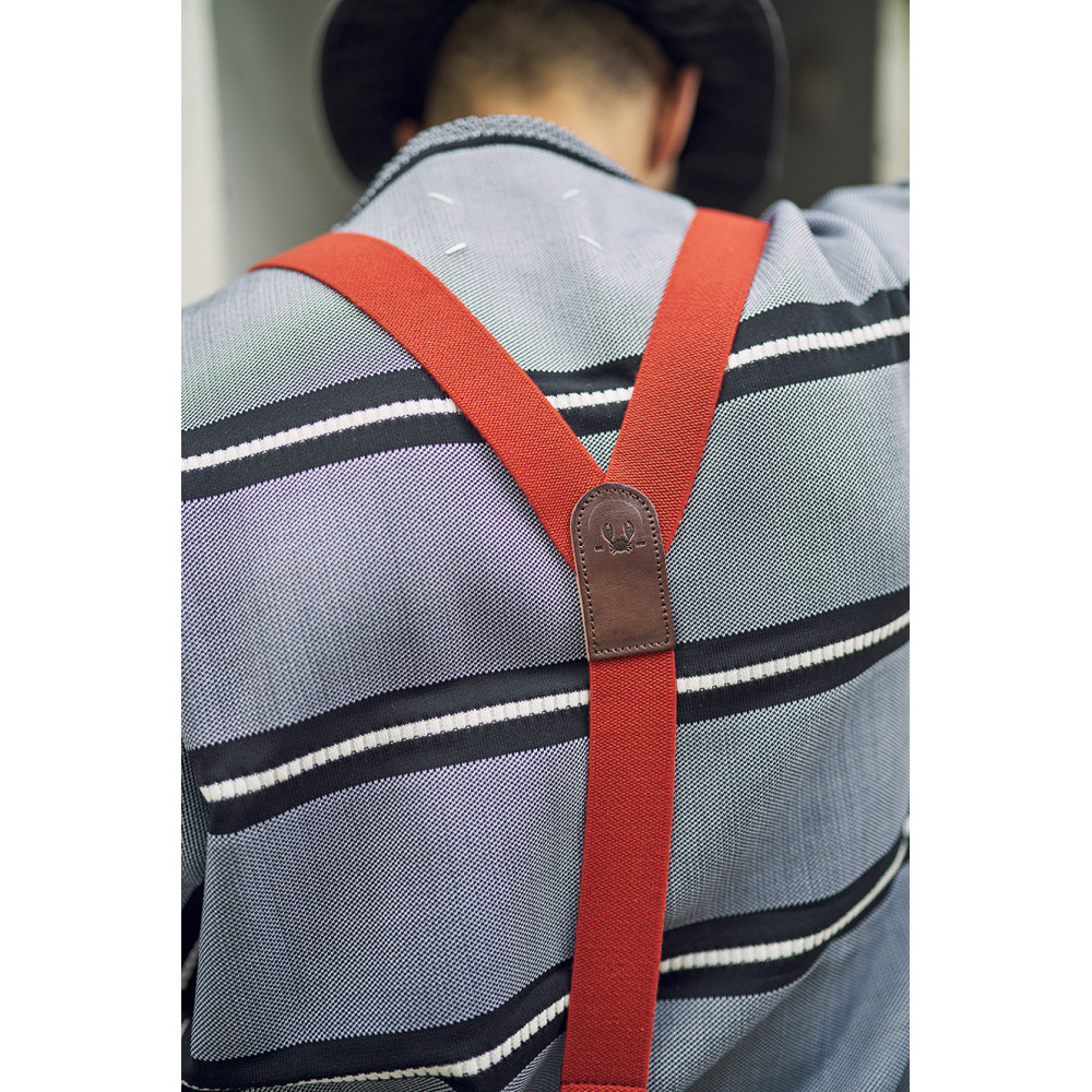Selvedge wide men's braces / suspenders – Terracotta