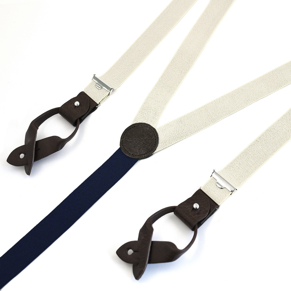Superior thin men's braces / suspenders – Sahara beige – Bertelles